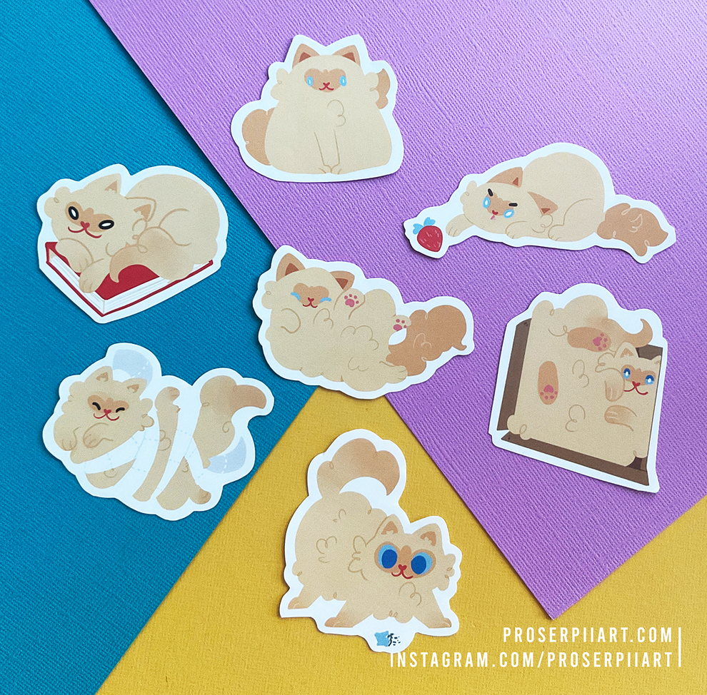 Poes Sticker! // Cute Ragdoll Cat Sticker Pack – proserpiiart