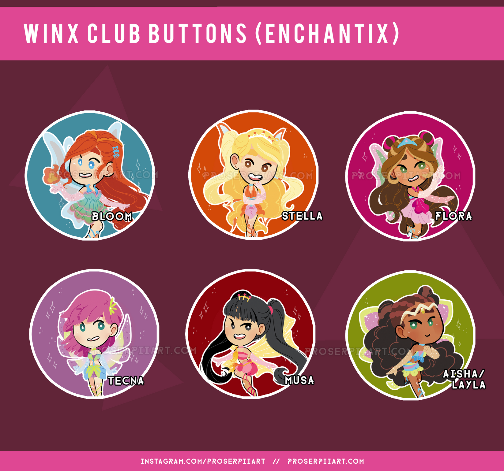 Winx Club Buttons! – proserpiiart
